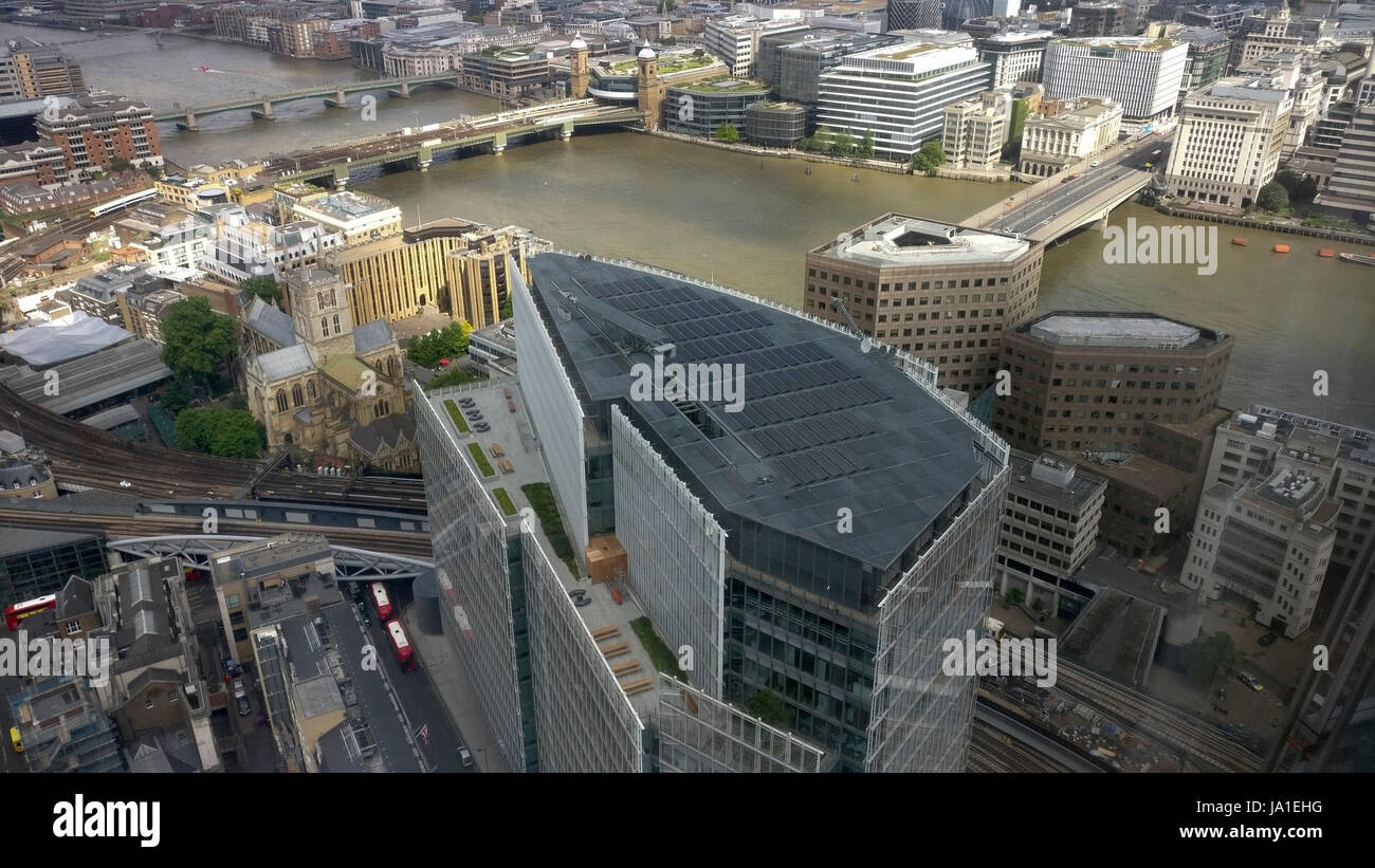 London, UK. 4th June, 2017. Aerial view of Borough Market and London ...