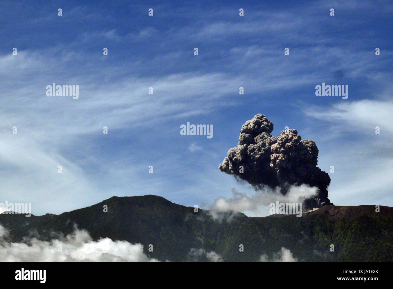West Sumatra. 4th June, 2017. Mount Marapi eruption is seen from Agam ...