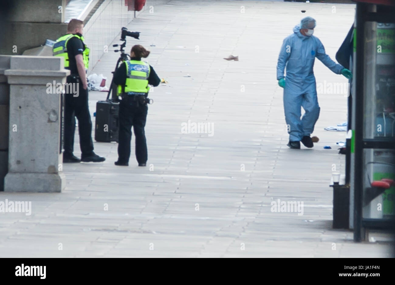 London England. 4th June 2017. Police forensic officers work on London ...