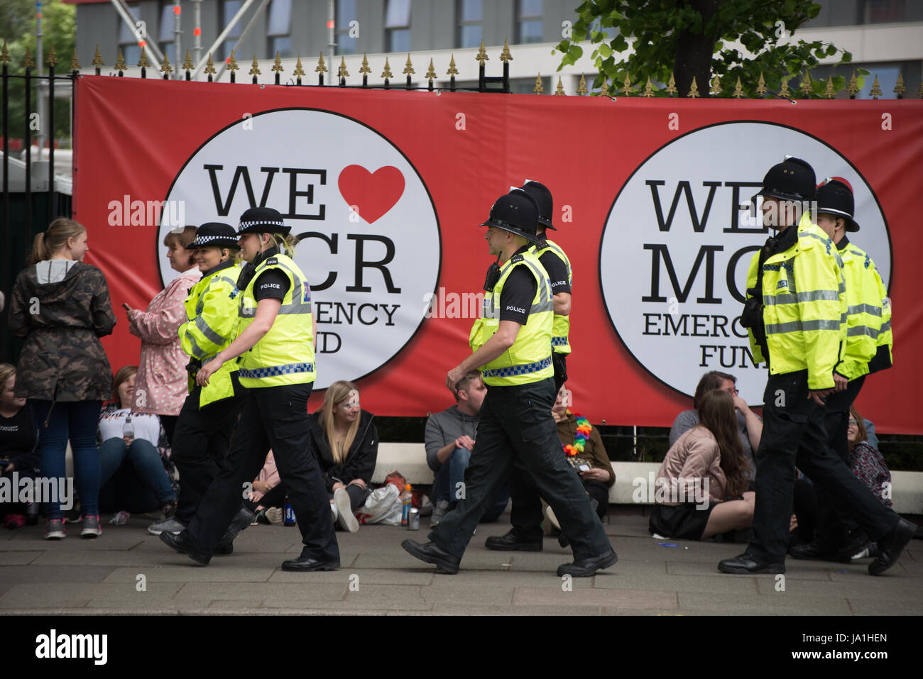 Trafford, Manchester, UK 04th June, 2017 Police officers patrol as ...