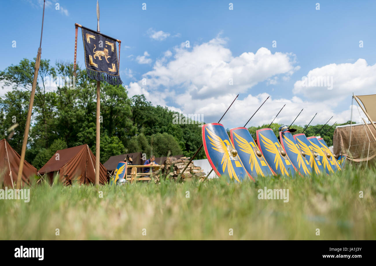 Bramsche-Kalkriese, Germany. 4th June, 2017. A Roman camp was ...