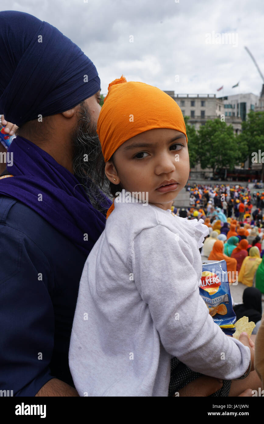 Trafalgar Square,London, UK. 4rd June 2017. Hundreds of Sikh's rally ...