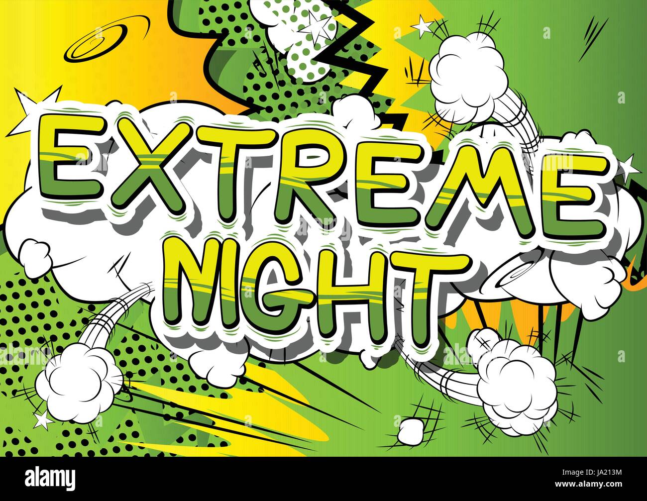 Extreme Night - Comic book style phrase on abstract background Stock ...
