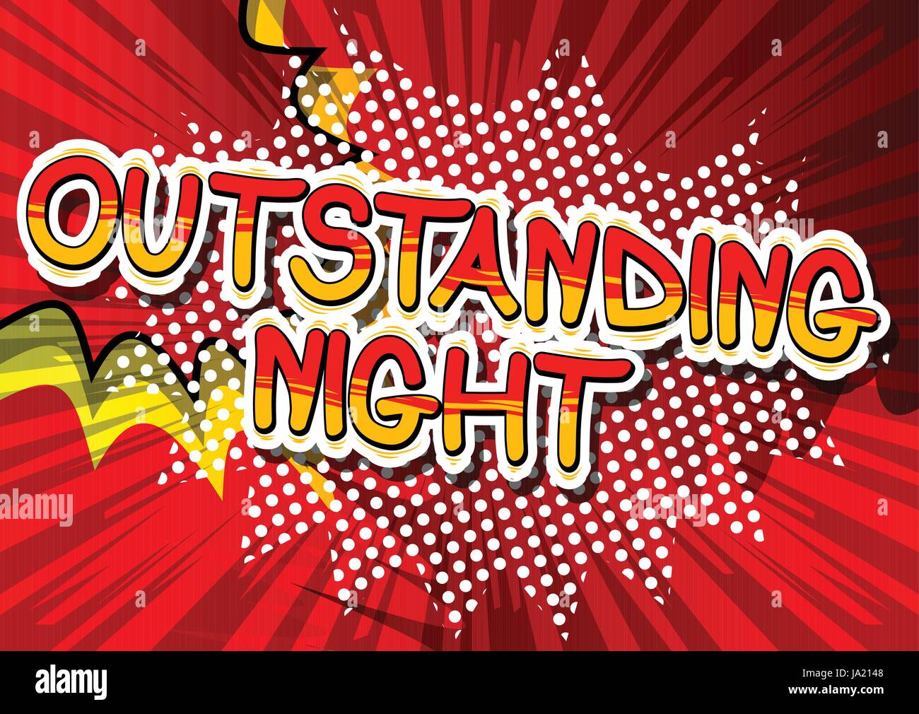 Outstanding Night - Comic book style phrase on abstract background ...