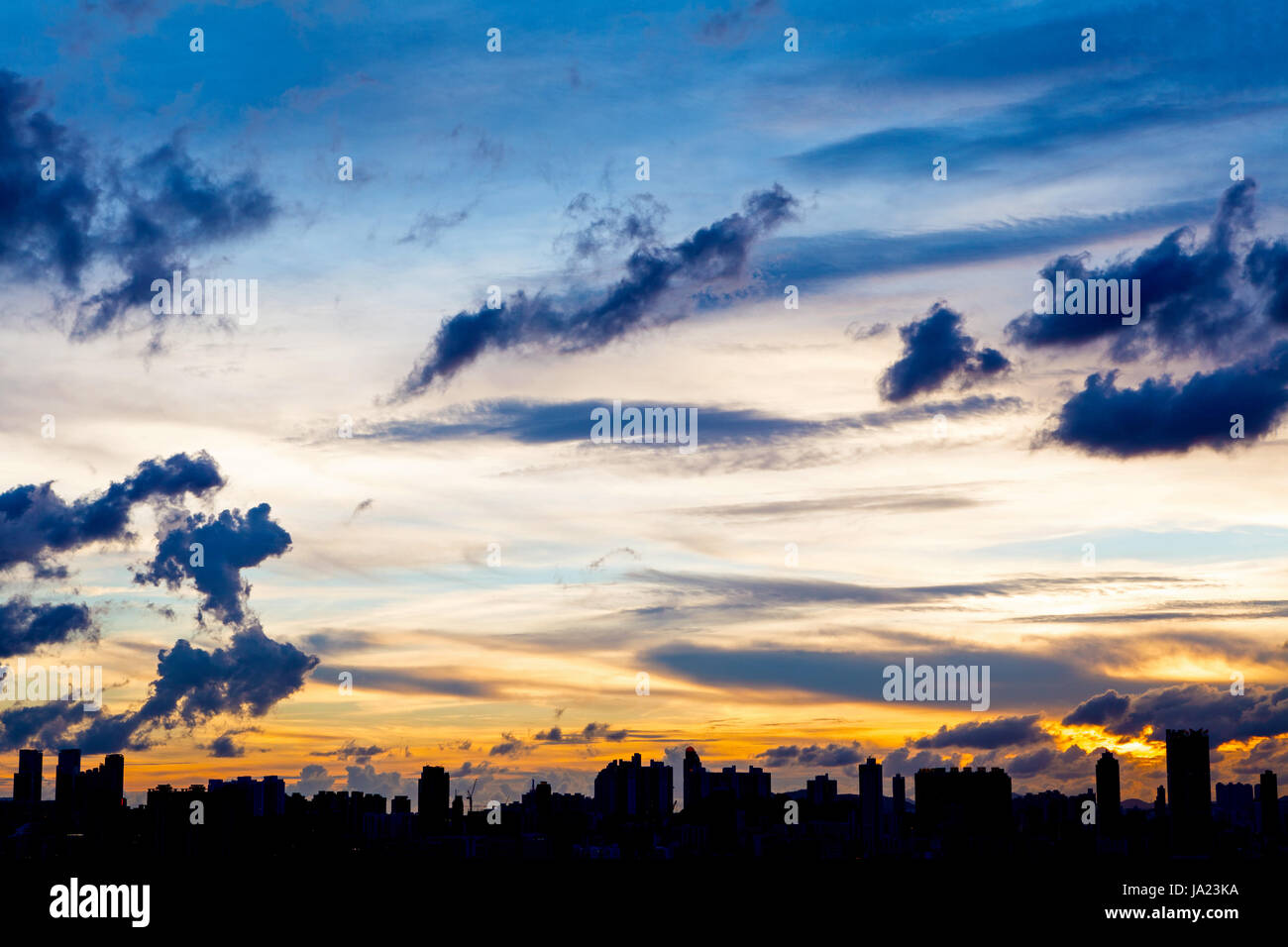 blue, city, town, colour, night, nighttime, sunset, cloud, sunrise ...