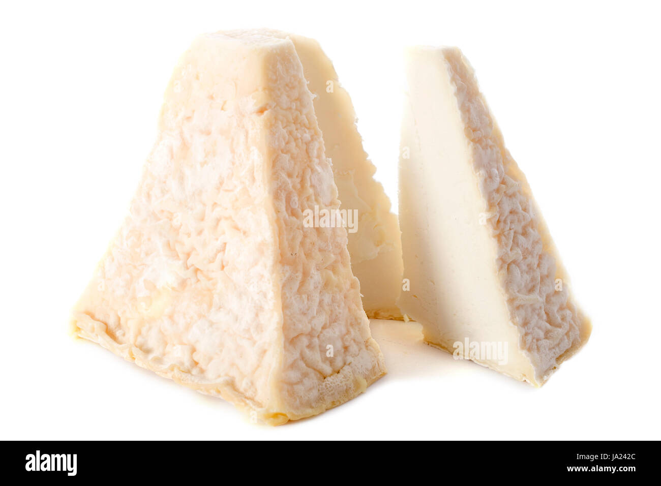 goat cheese Pouligny Saint Pierre in front of white background Stock ...
