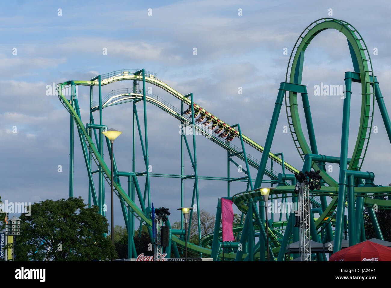 Sunset at Amusement Park Stock Photo - Alamy