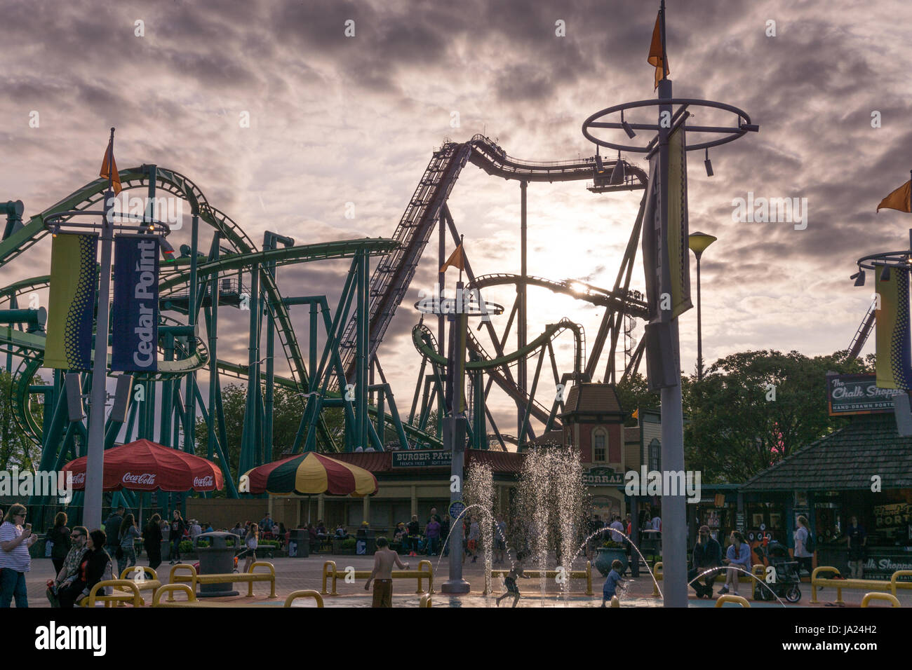 Sunset at Amusement Park Stock Photo - Alamy