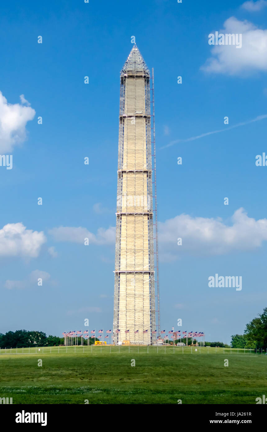 Outdoor view of Washington Monument in Washington DC with beautiful ...