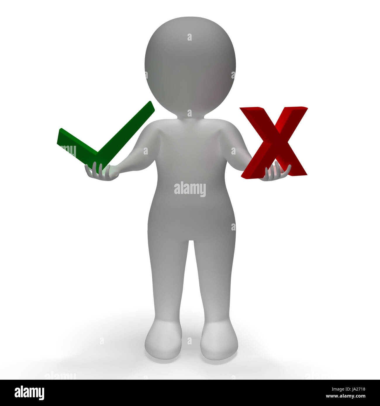 Tick And Cross Symbols Show Choice Or Decision Stock Photo - Alamy