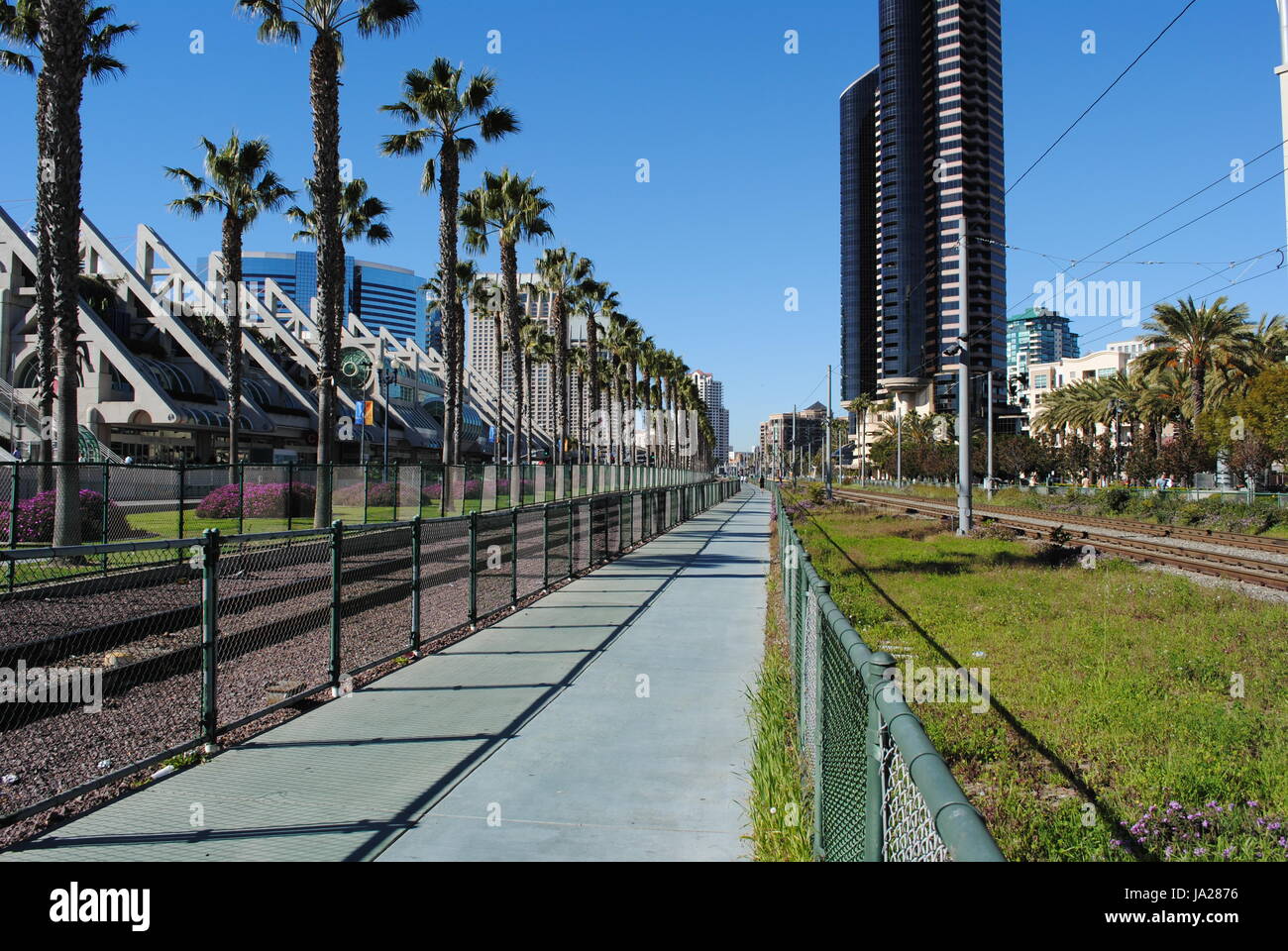 city, town, palms, path, way, meadow, palmtrees, building, day ...