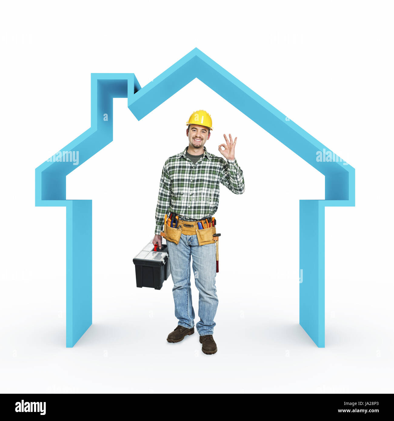 house, building, repair, handyman, layer, casual, youthful, workers ...