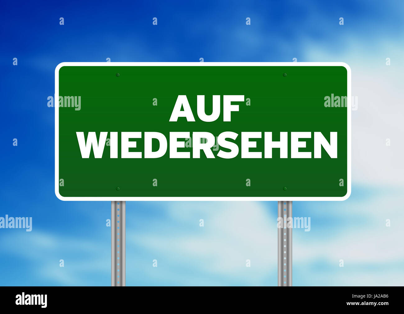 Green Good Bye highway sign on Cloud Background Stock Photo - Alamy