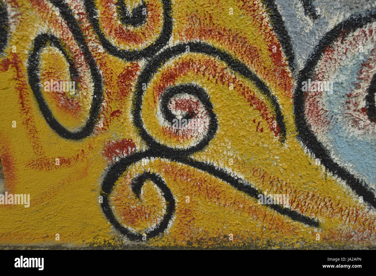 Abstract street art, detail of curves painted on mural Stock Photo - Alamy