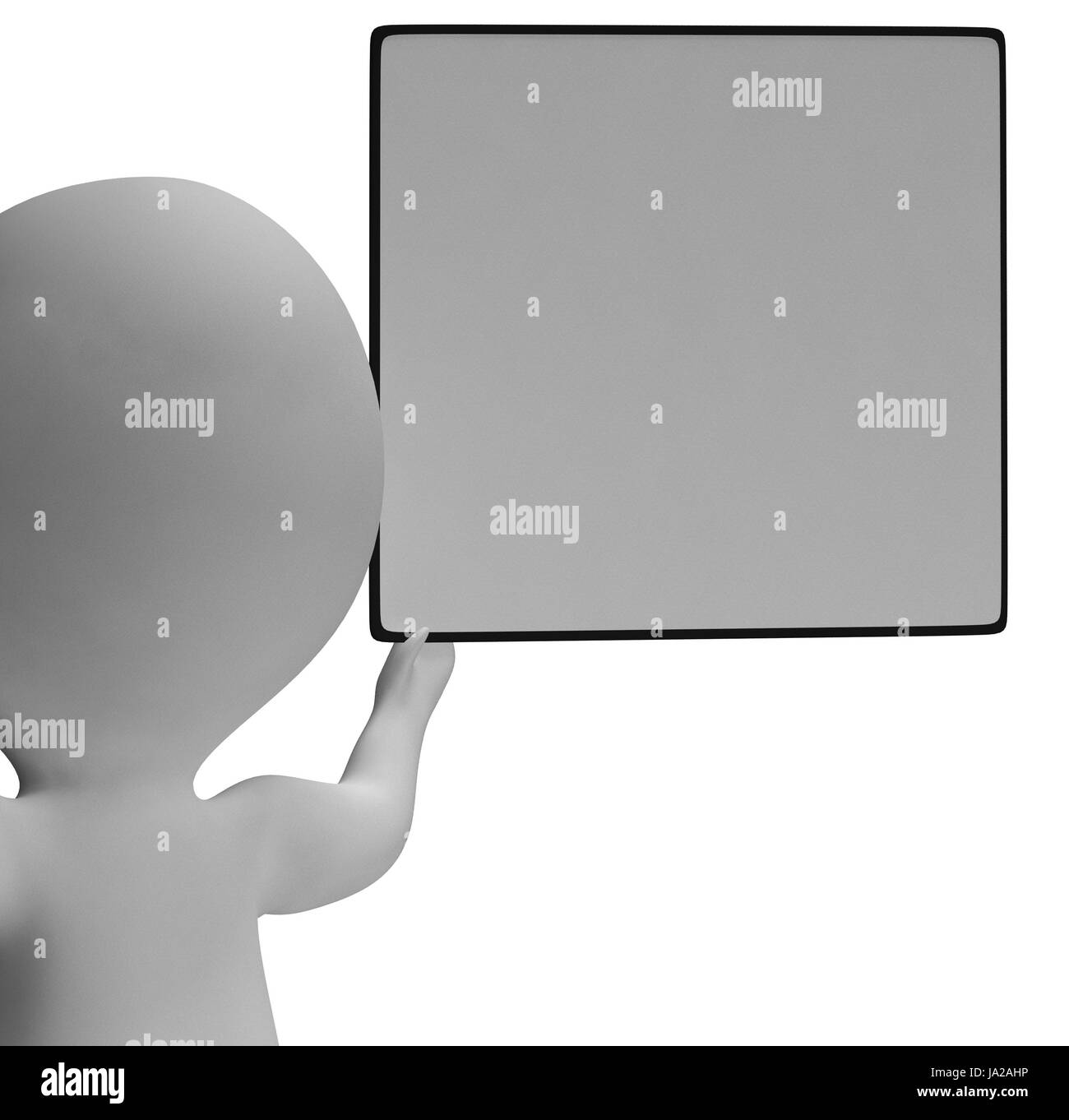 3d man holding sign board Black and White Stock Photos & Images - Alamy