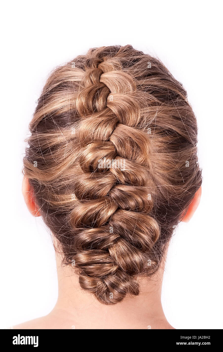 beauty wedding hairstyle rear view isolated on white Stock Photo - Alamy