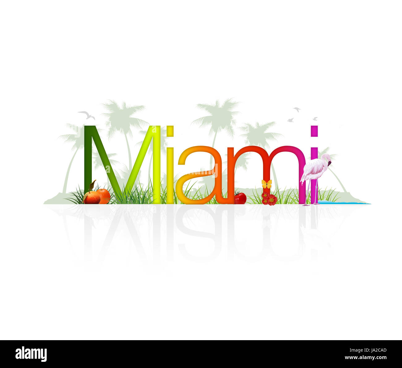 High Resolution graphic of the word Miami with tropical elements Stock ...