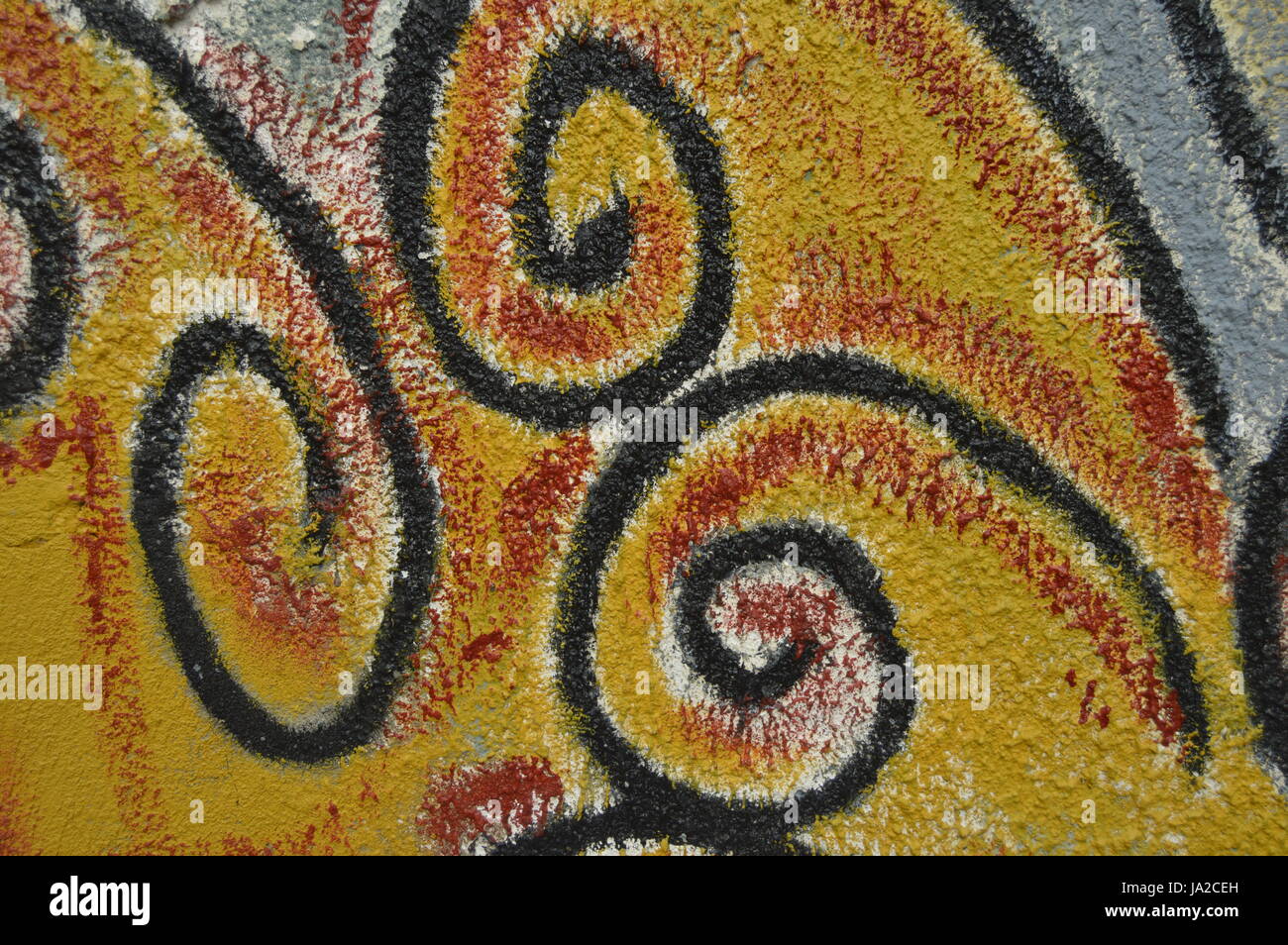 Abstract street art, detail of curves painted on mural Stock Photo - Alamy