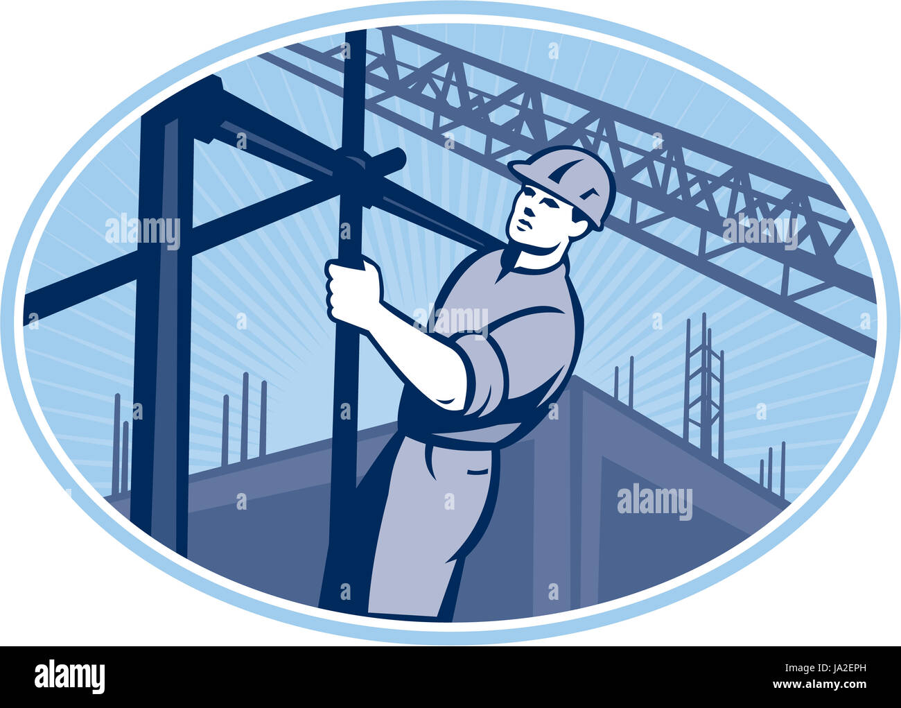 graphics, industrial, illustration, scaffold, scaffolding, retro, oval ...