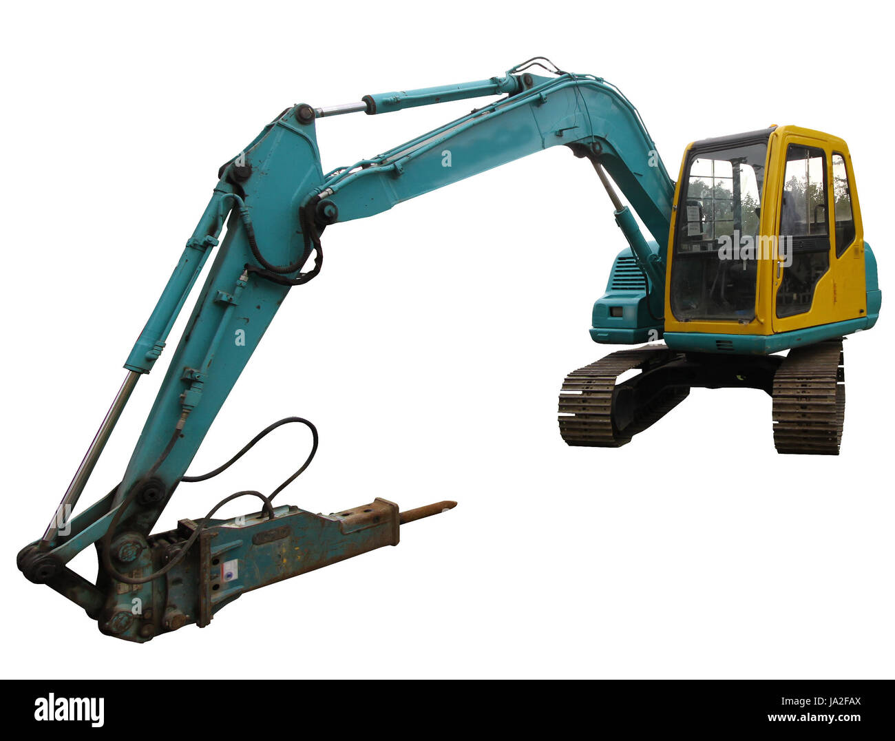 mechanical digger excavator on isolated white background Stock Photo ...
