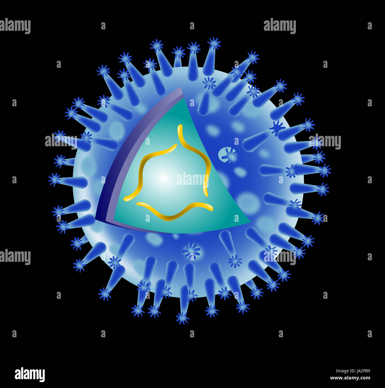 medicinally, medical, bird, illustration, cell, virus, germ, spike ...