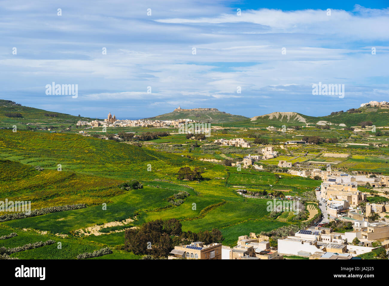 Malta, Gozo. The green landscape of Gozo Island, the Maltese ...
