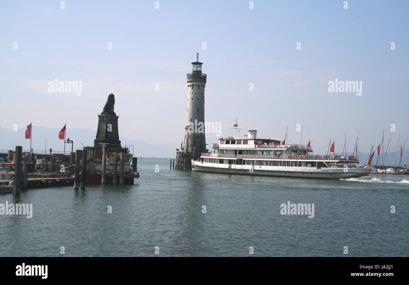 lake constance, lighthouse, tower, bavaria, lake constance, inland ...
