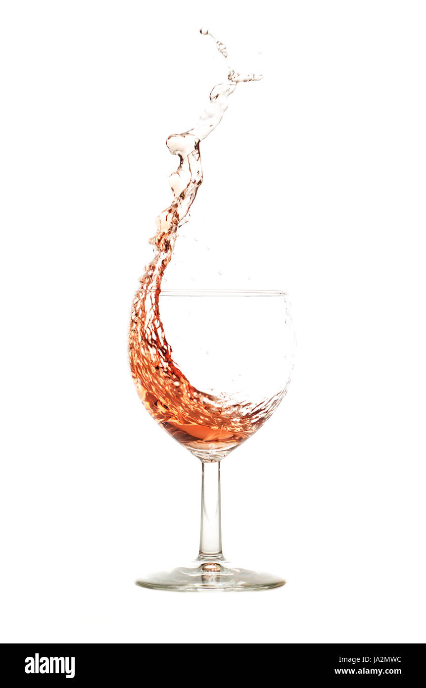 Roséwein Splash vor weißem Hintergrund Stock Photo - Alamy