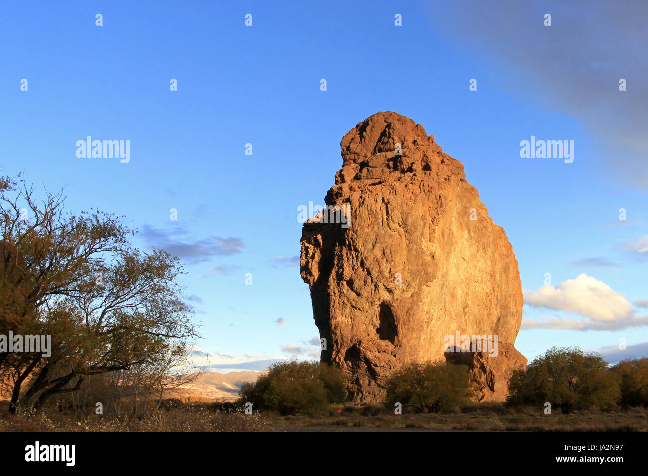 Piedra Parada monolith in the Chubut valley, along route 12, Chubut ...