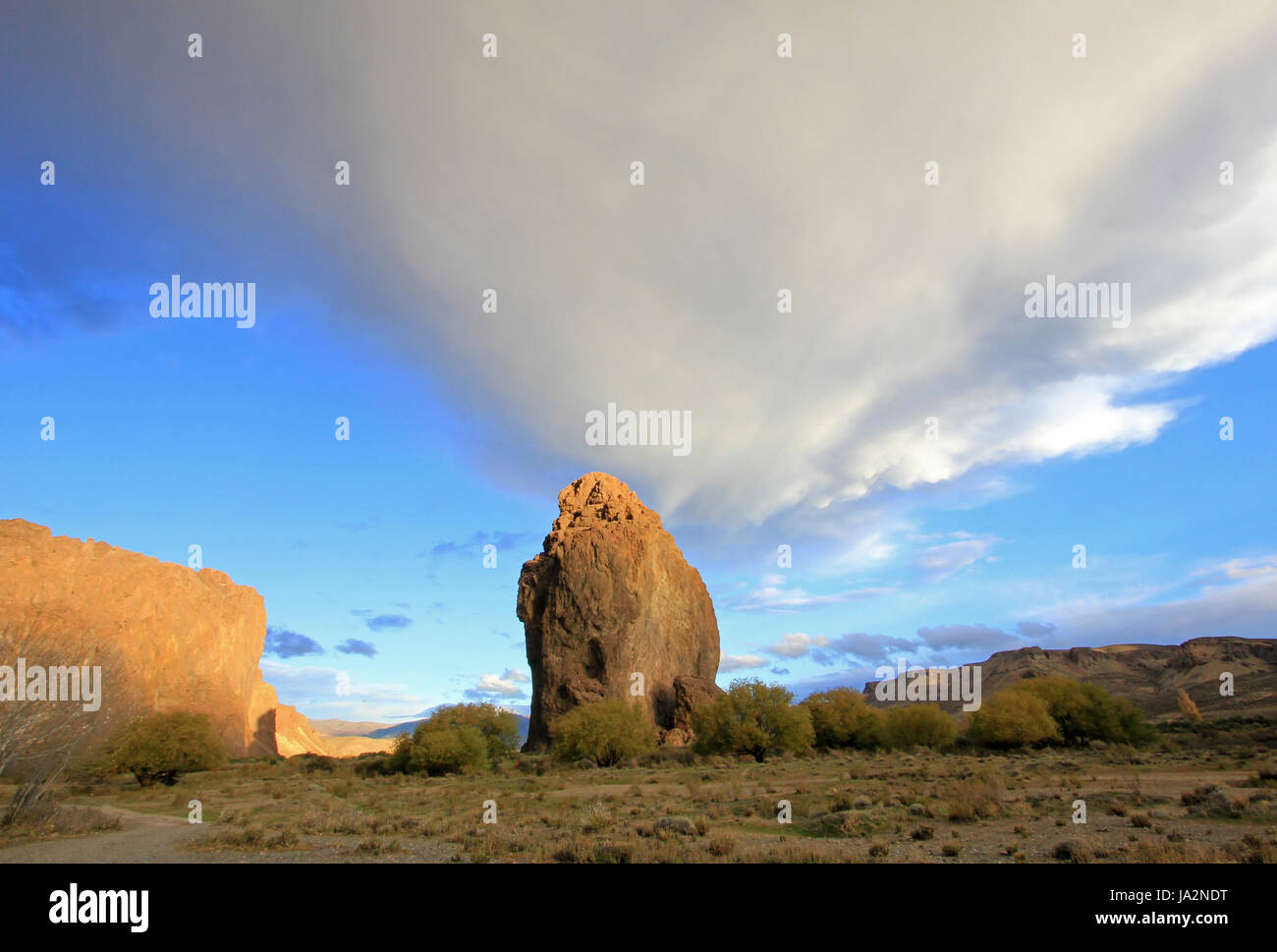 Piedra Parada monolith in the Chubut valley, along route 12, Chubut ...