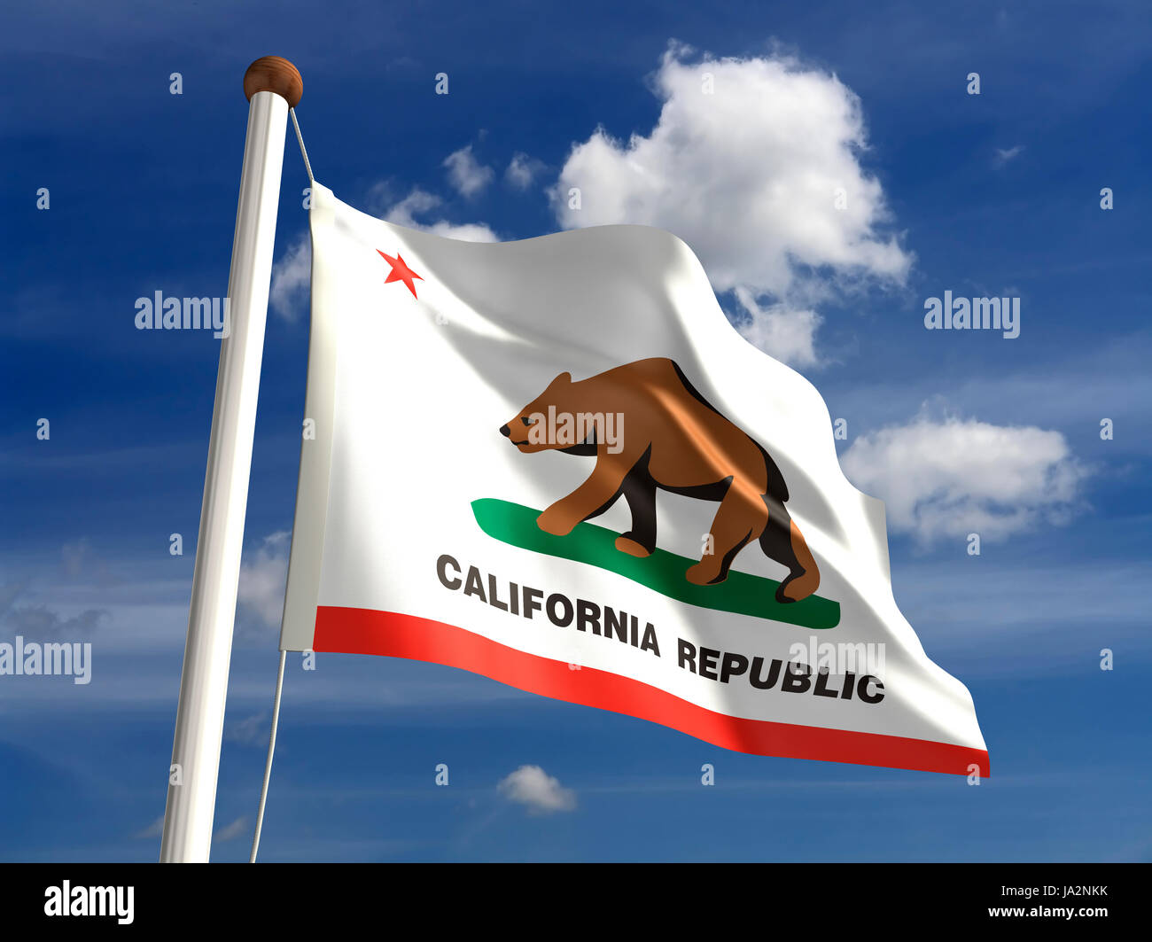 isolated, american, usa, california, outdoor, flag, pole, banner, state ...