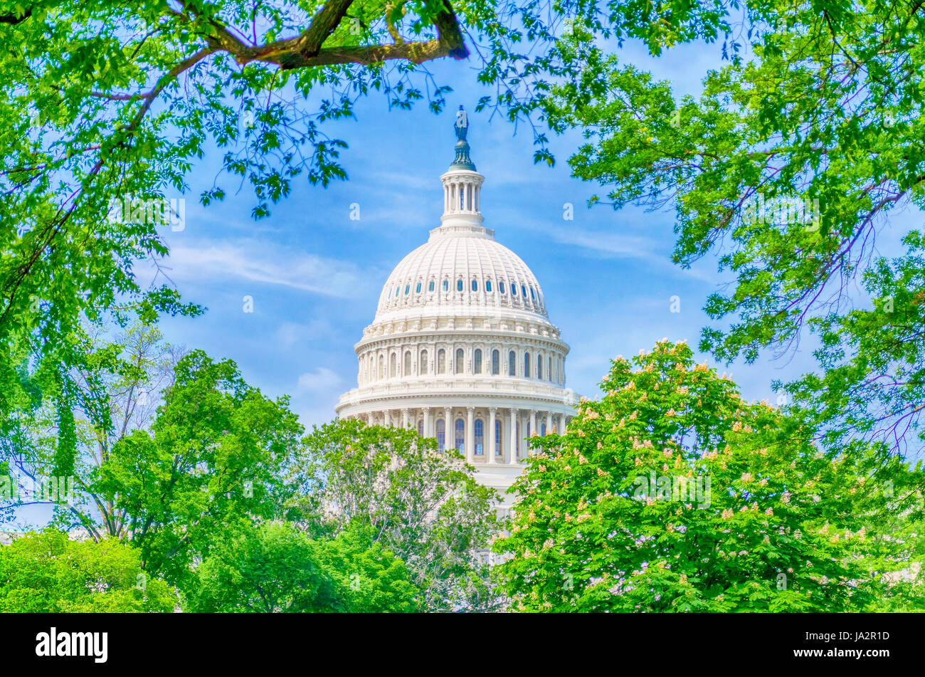 dome, usa, government, capitol, building, blue, detail, monument ...