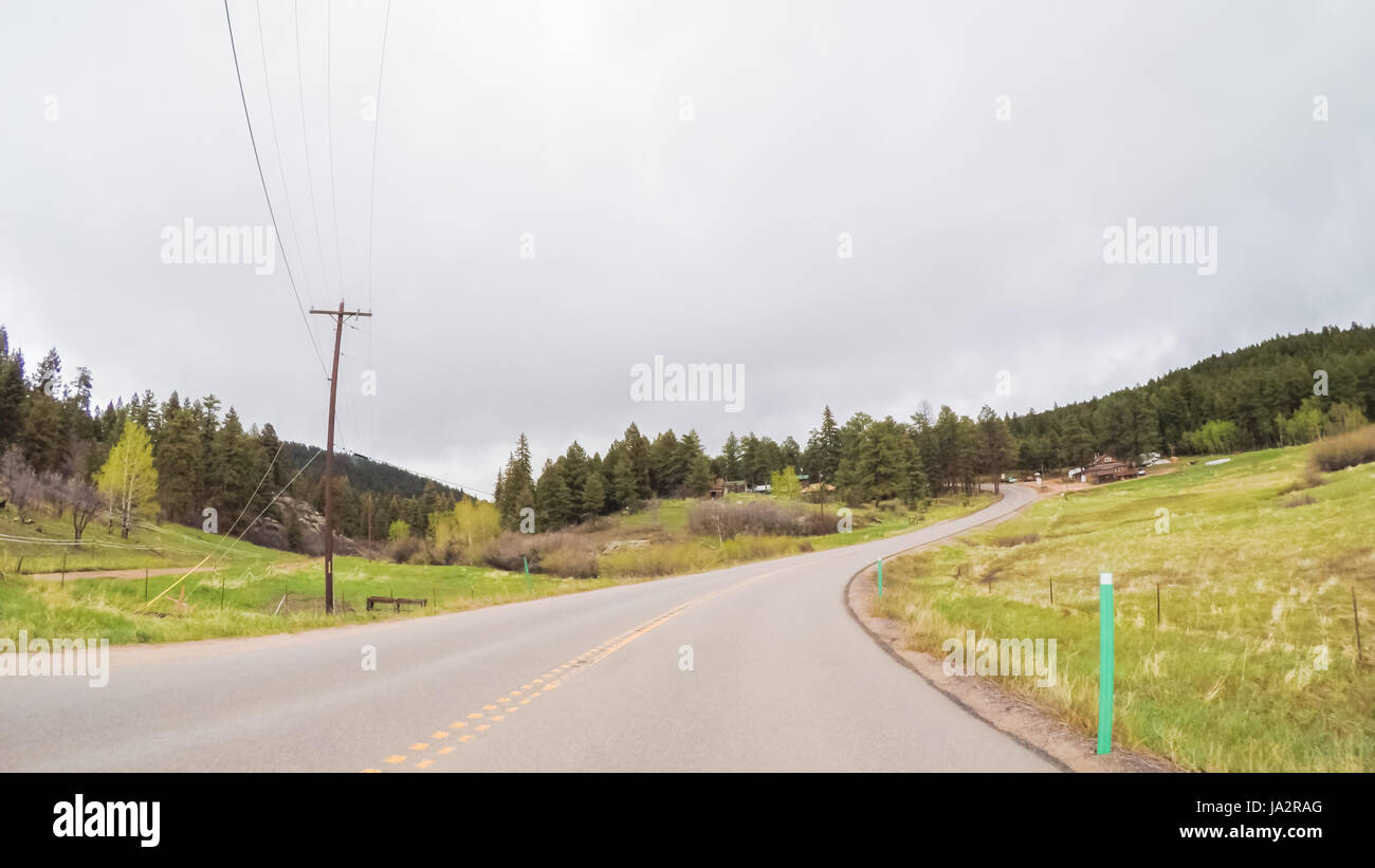 Driving on small paved road in rural mountain area Stock Photo - Alamy