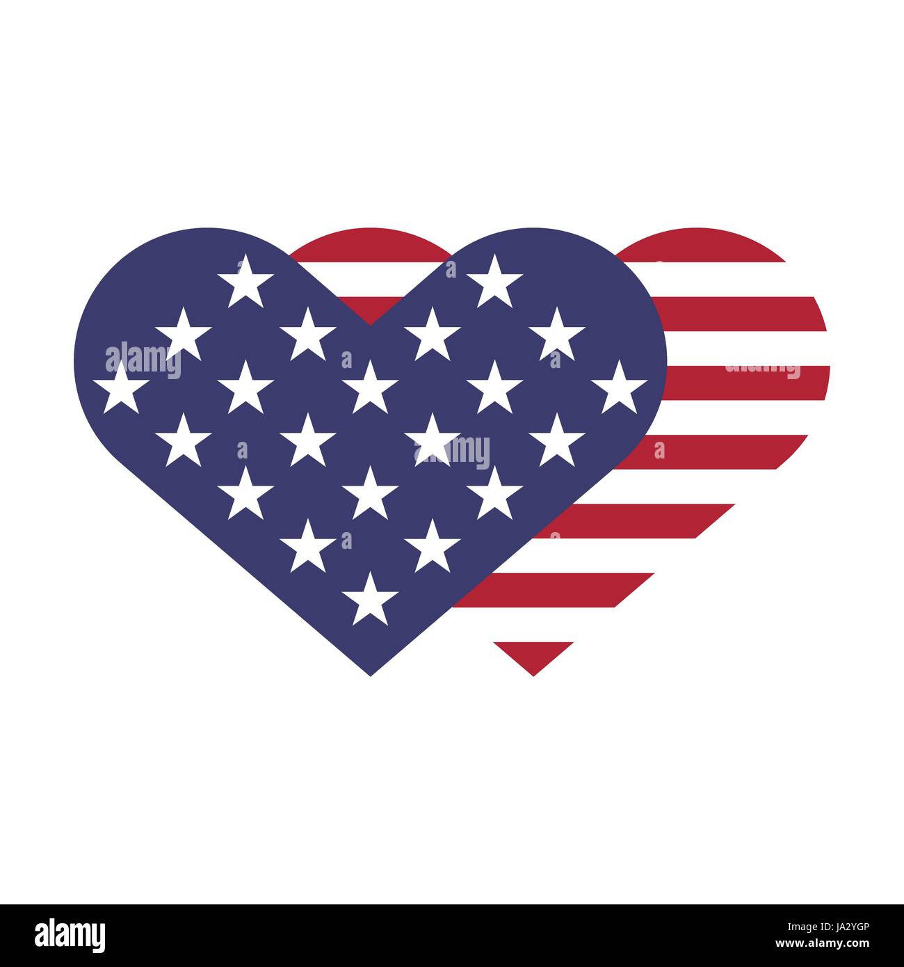 USA flag hearts shape vector illustration for Independence Day ...