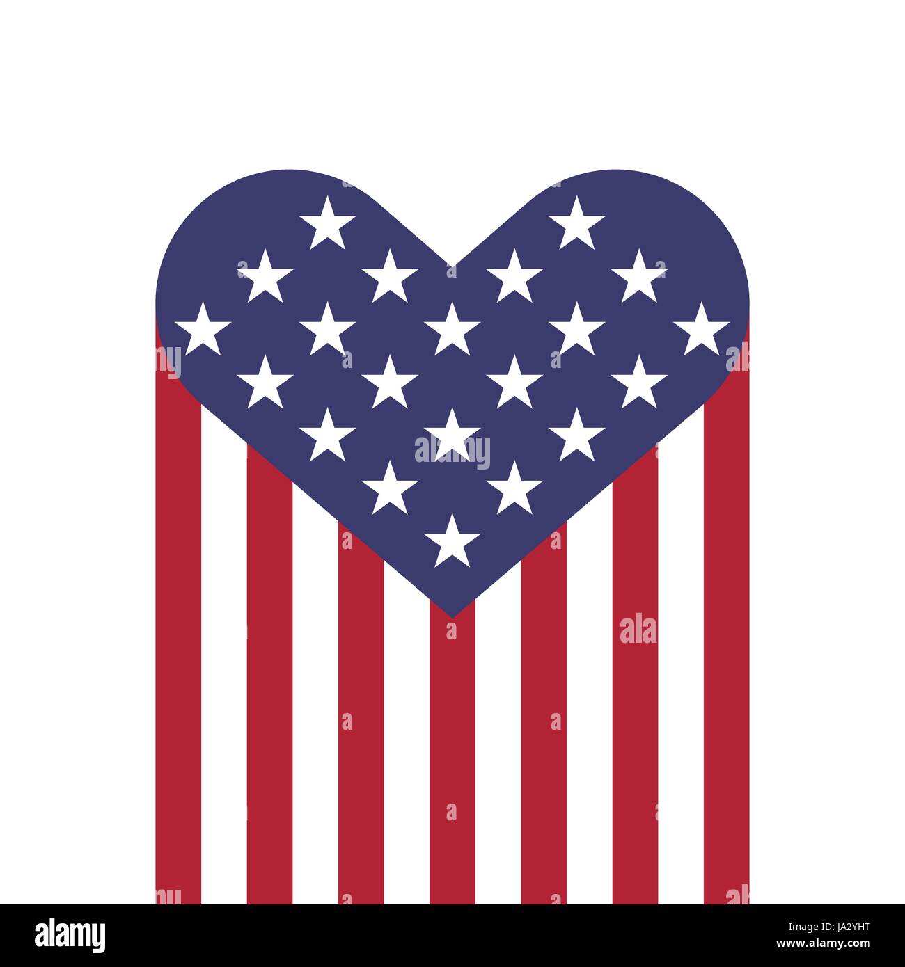 USA flag hearts shape vector illustration for Independence Day ...