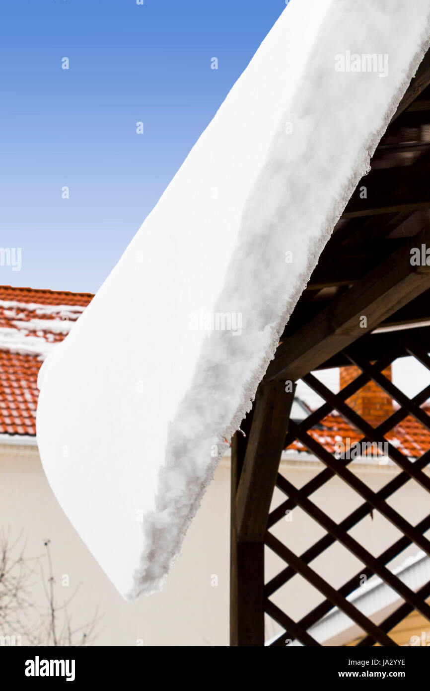 Snow slides off the roof gazebo Stock Photo - Alamy