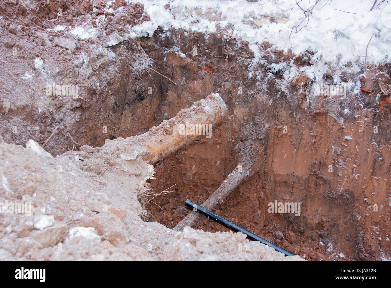The preparation of pipes for pipeline tie-in, dug a pit Stock Photo - Alamy