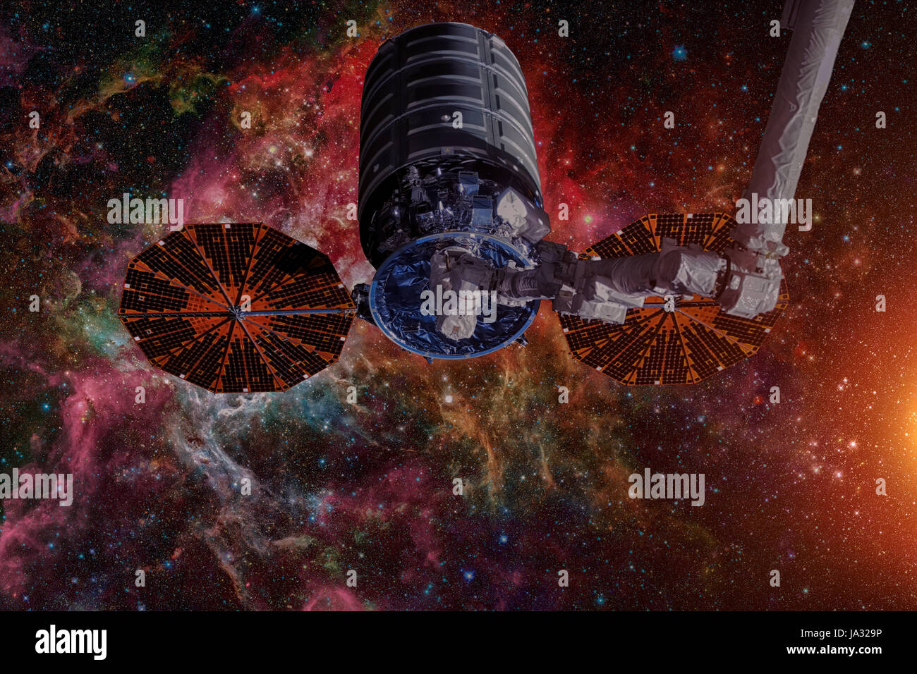 The Cygnus spacecraft in open space. Elements of this image furnished ...