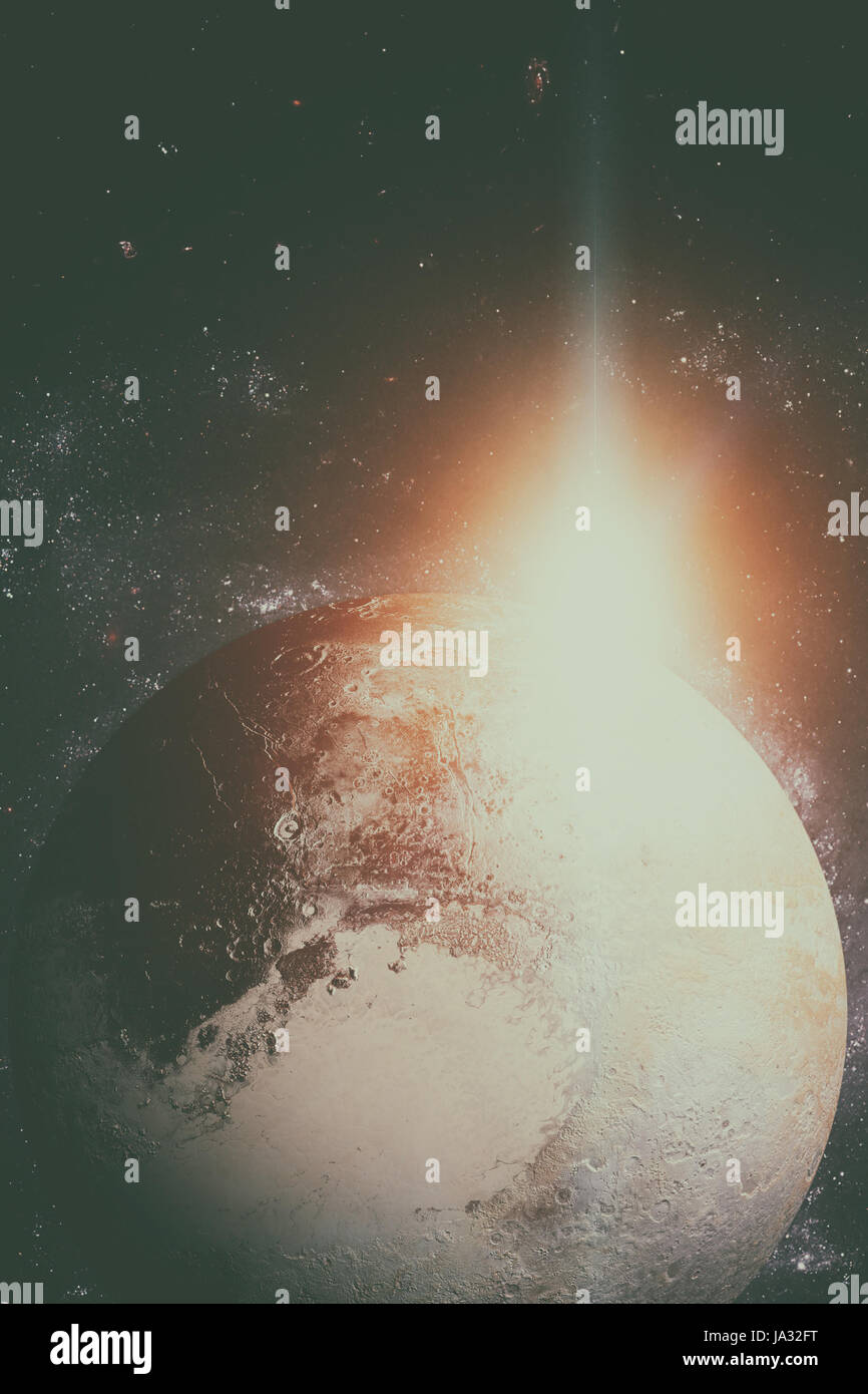 Solar System - Pluto. It is a dwarf planet in the Kuiper belt, a ring ...