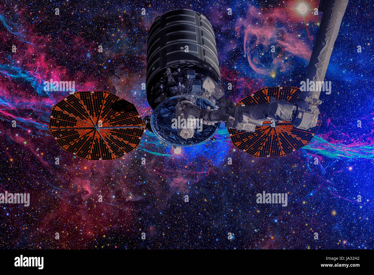 Cargo spacecraft - The Automated Transfer Vehicle over spiral galaxy ...