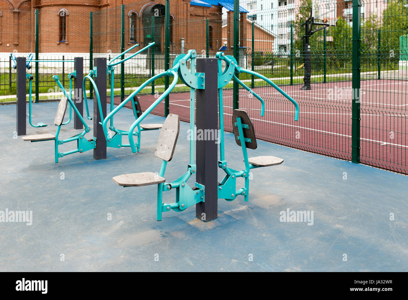 Views of the sports ground for street workout. Public area for sports ...