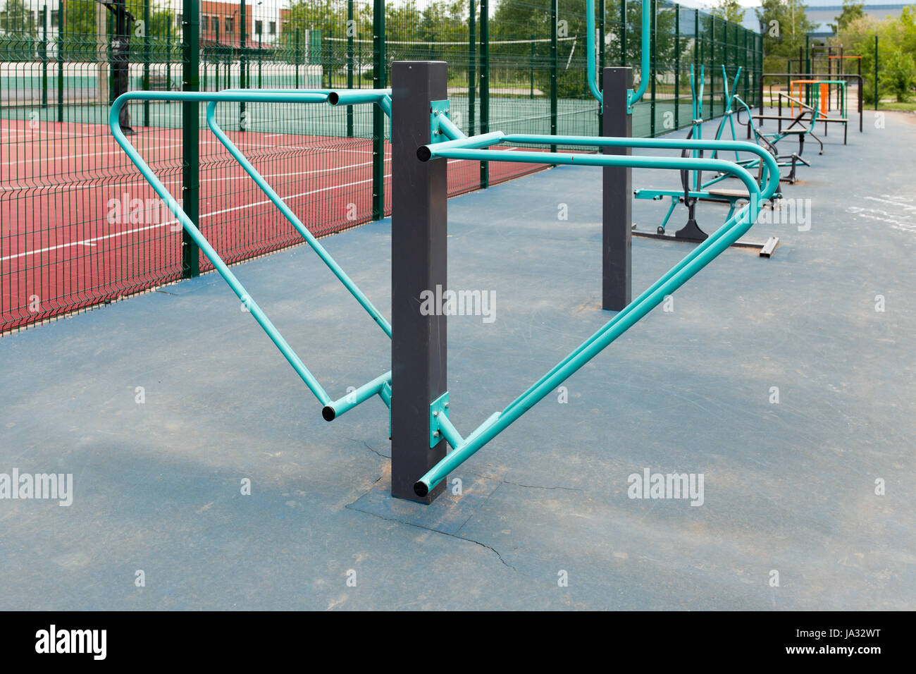 Views of the sports ground for street workout. Public area for sports ...