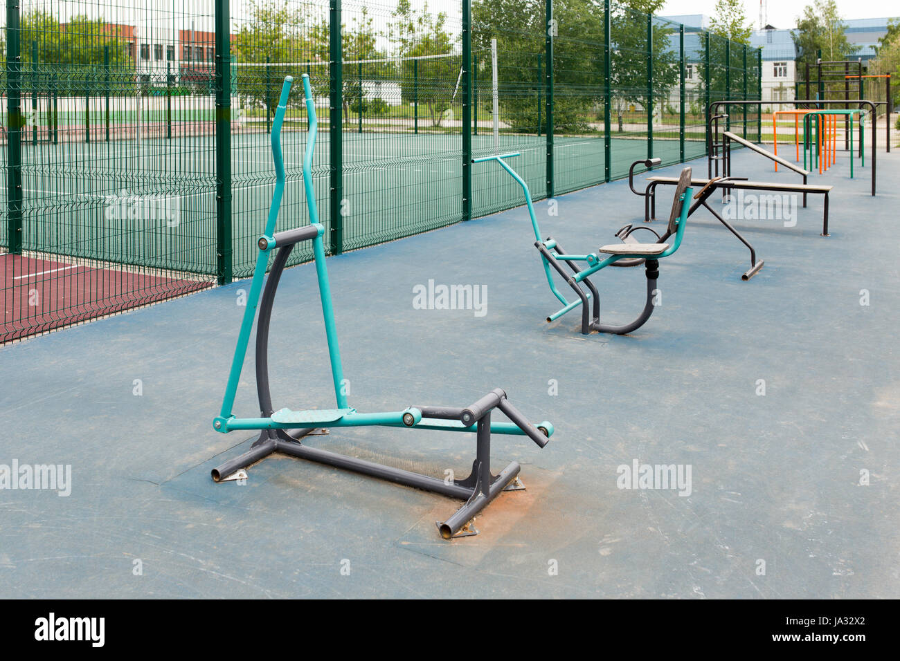 Views of the sports ground for street workout. Public area for sports ...