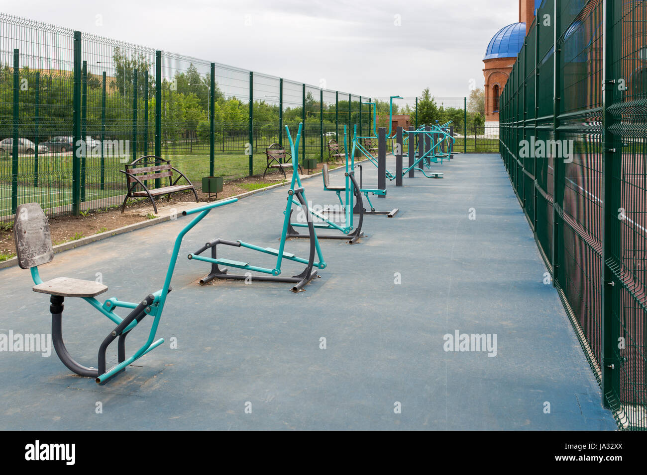 Views of the sports ground for street workout. Public area for sports ...