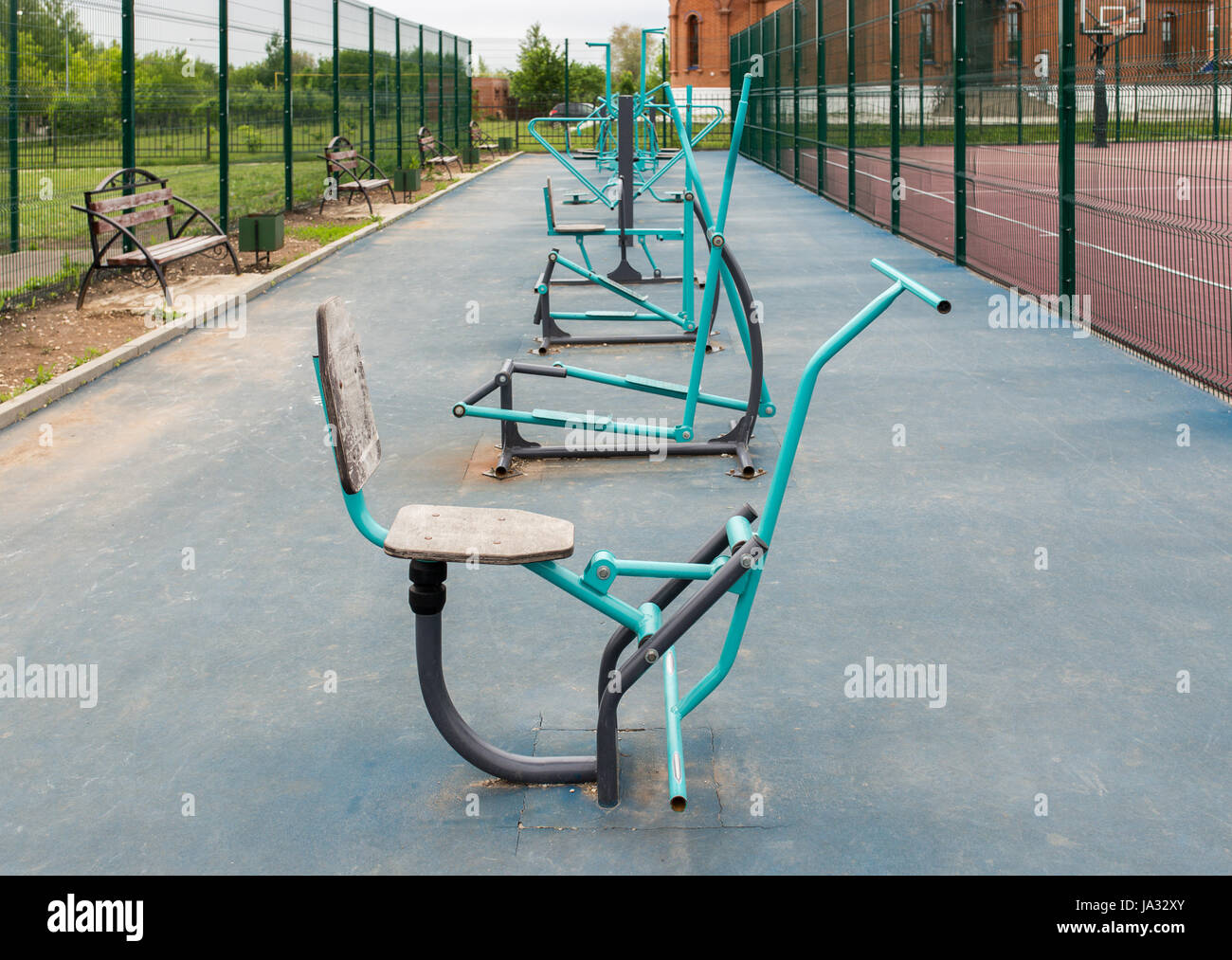 Views of the sports ground for street workout. Public area for sports ...