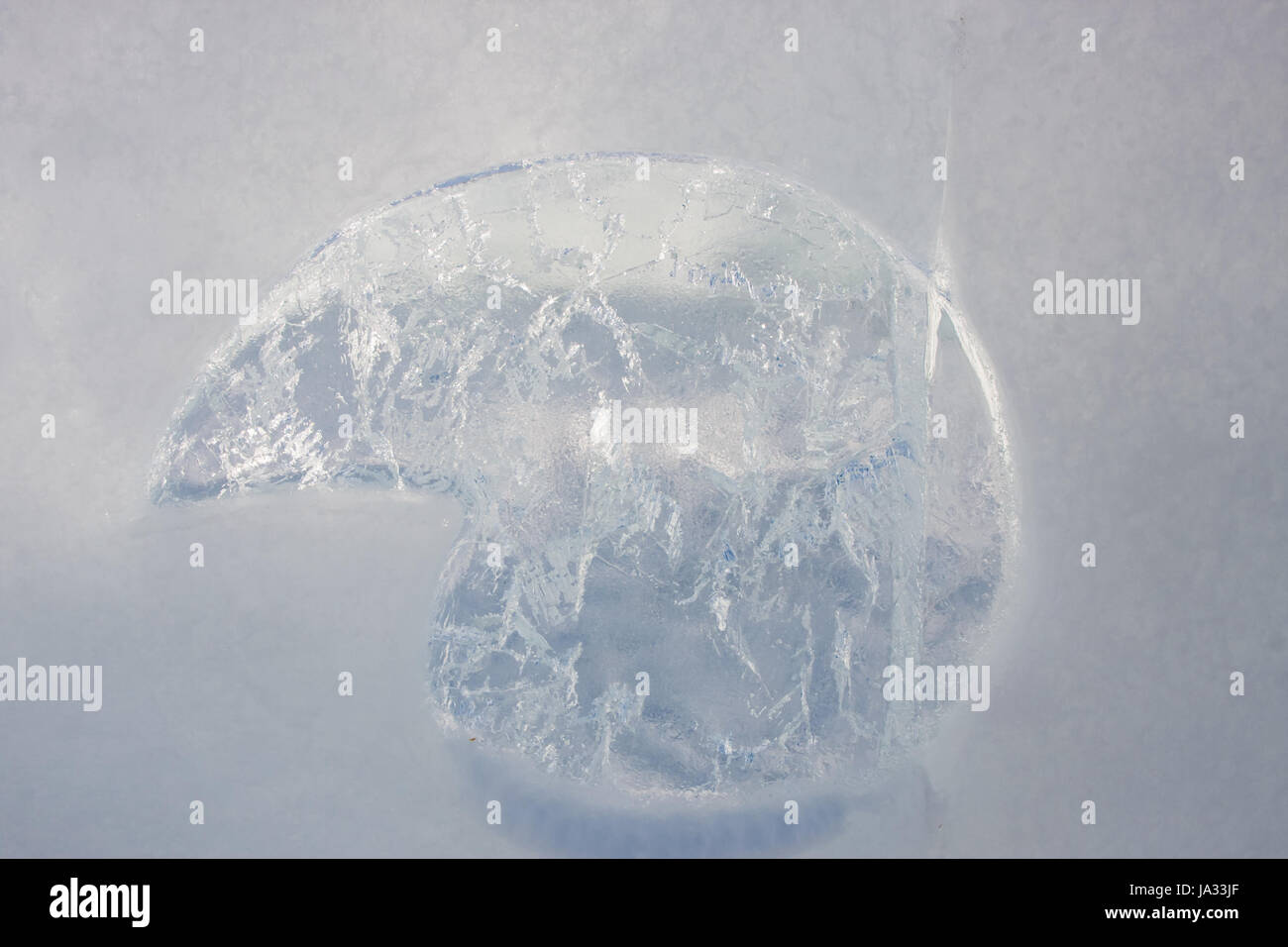 Detail of transparent ice sculpture, urban esplanade Stock Photo - Alamy