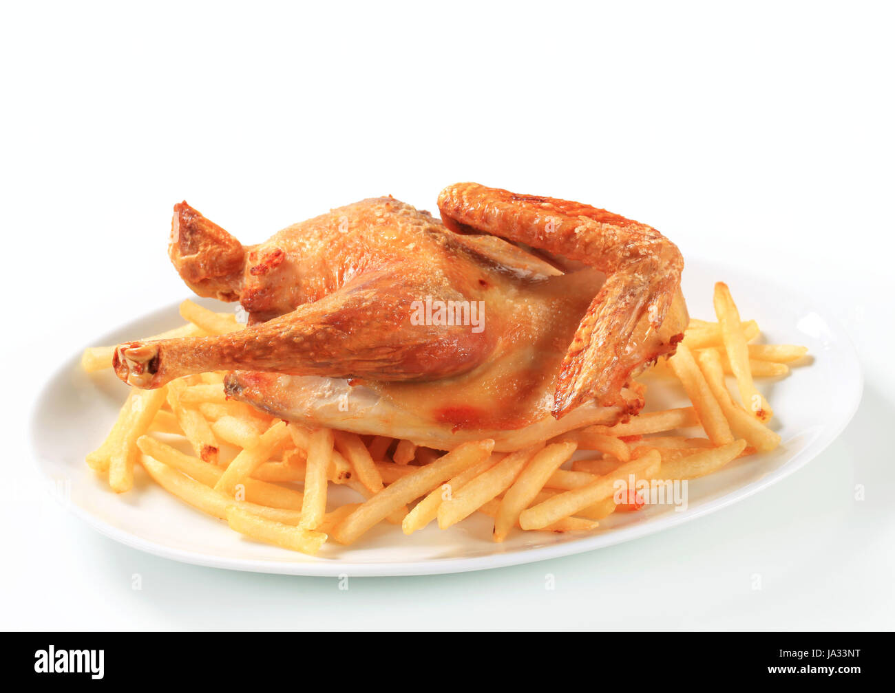 Half chicken french fries chips hi-res stock photography and images - Alamy