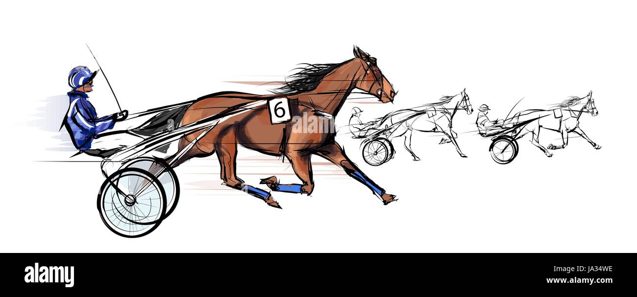 Illustration horse and harness racing hi-res stock photography and ...