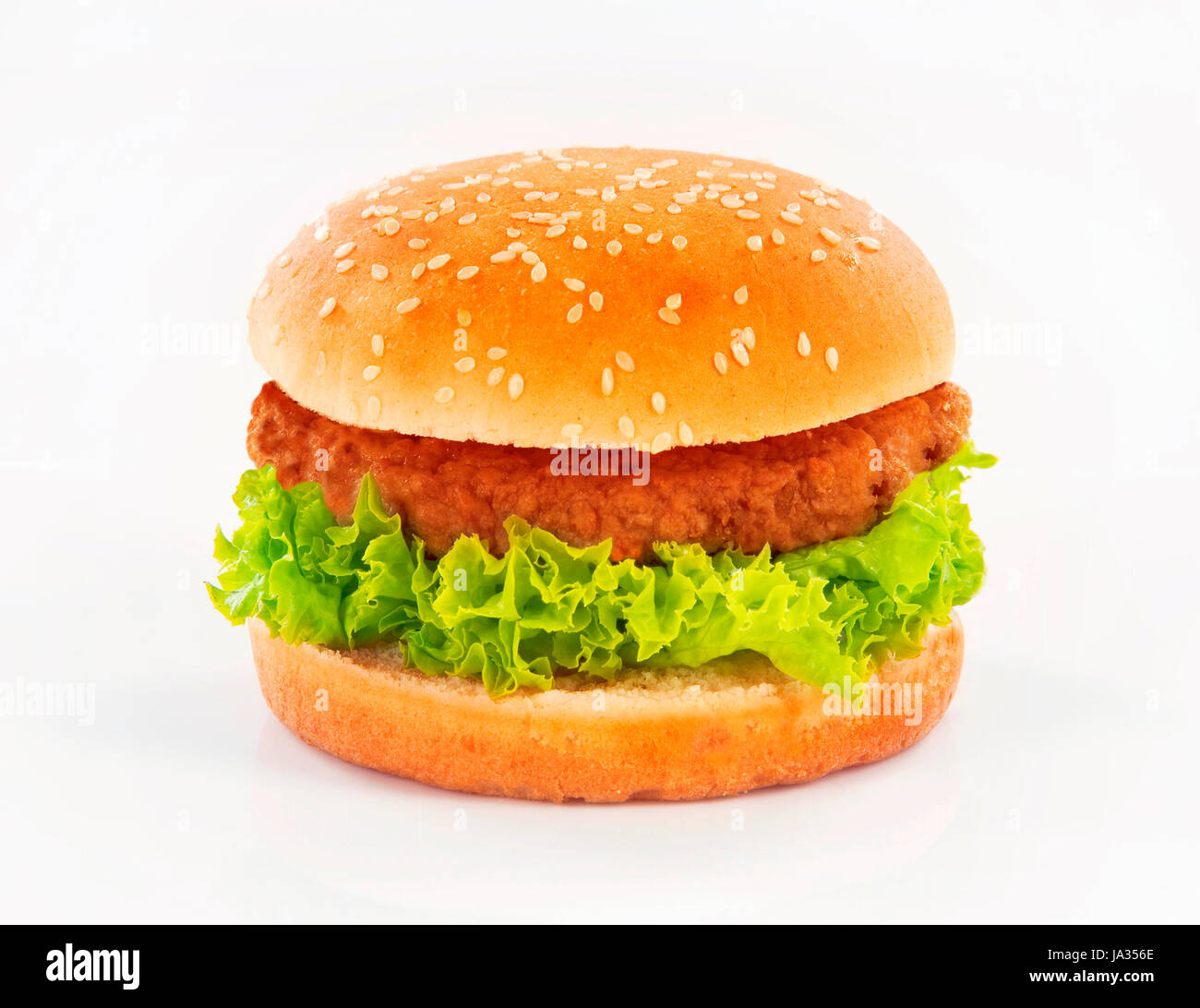 Single hamburger on white Stock Photo - Alamy