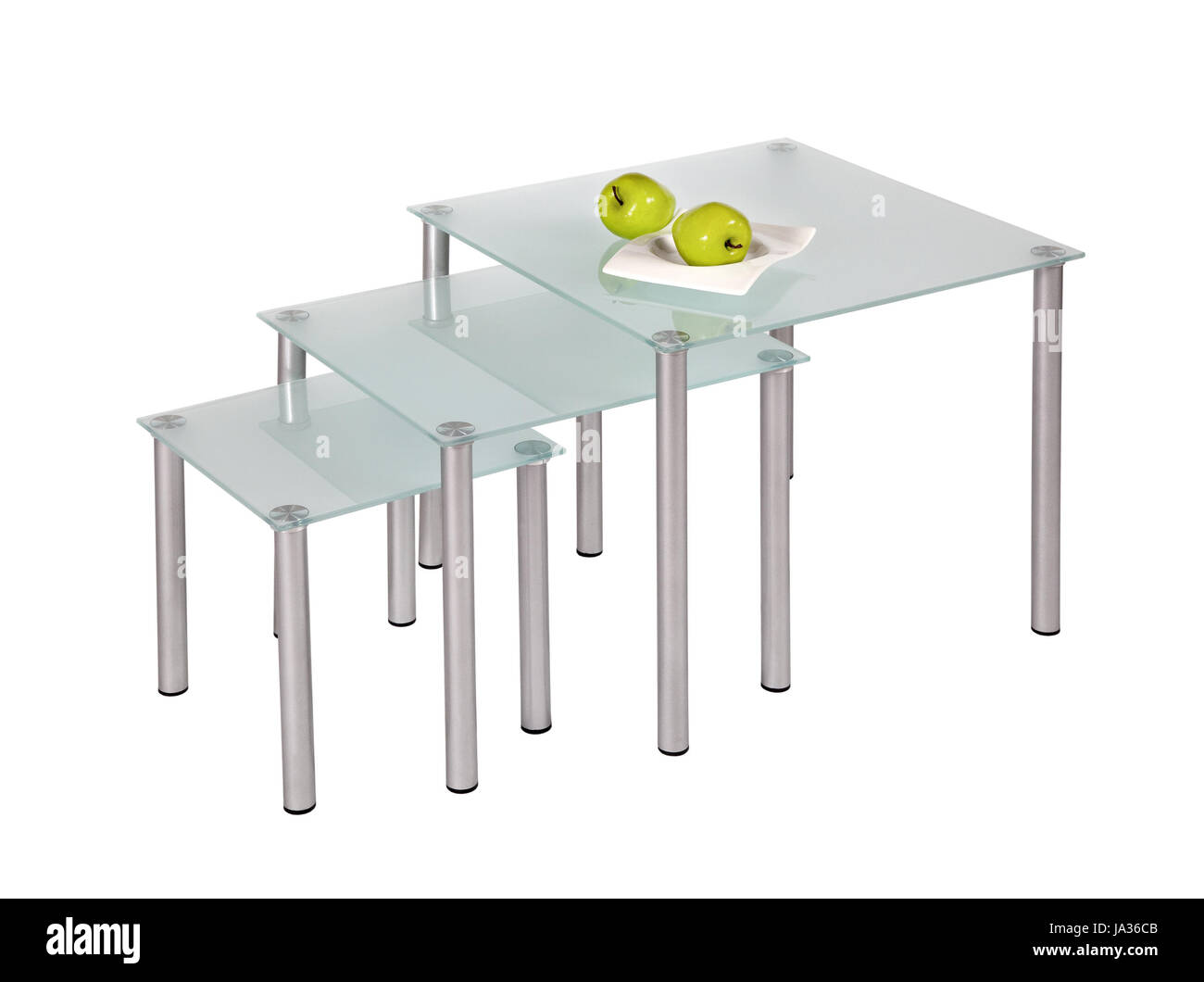Contemporary dining table with frosted glass top Stock Photo - Alamy